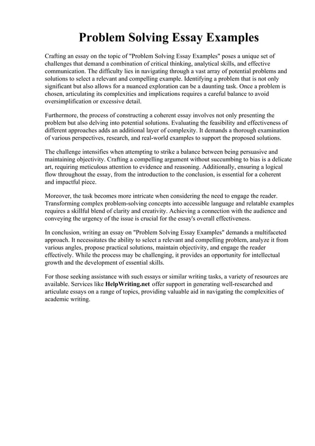 Problem Solving Essay Examples. DOC Problem Solving Essay Nathan Neal ...