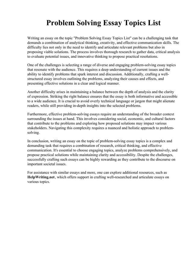 Problem Solving Essay Topics List.pdf