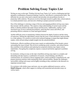 Problem Solving Essay Topics List.pdf