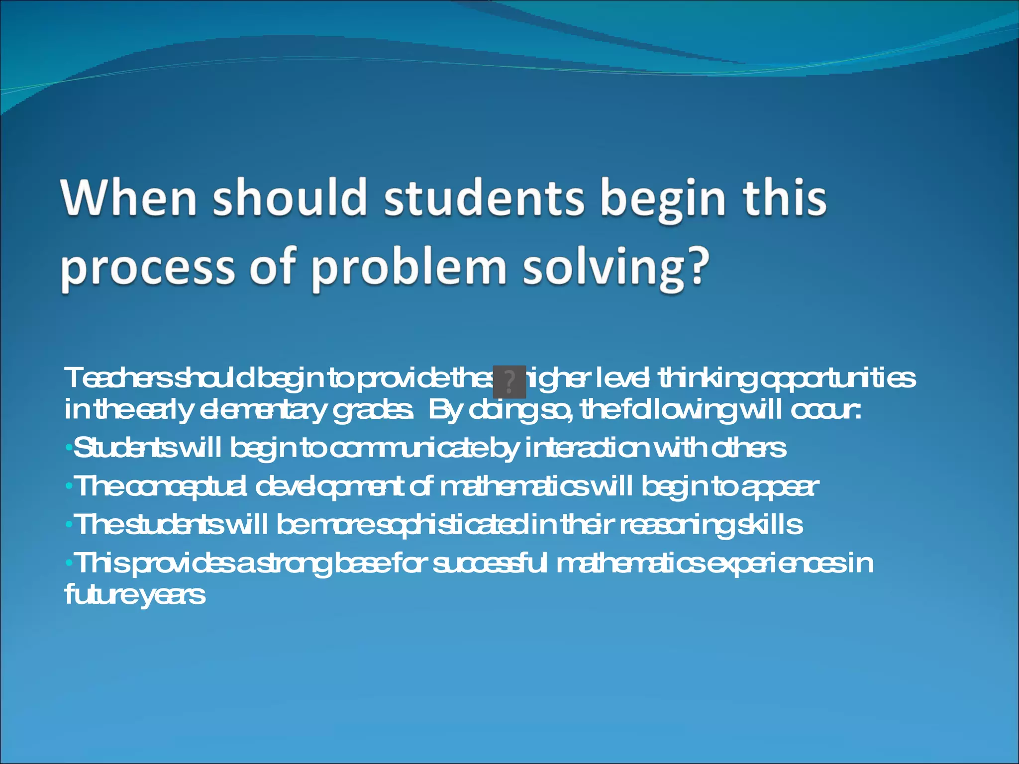 Problem Solving for Conceptual Understanding | PPT