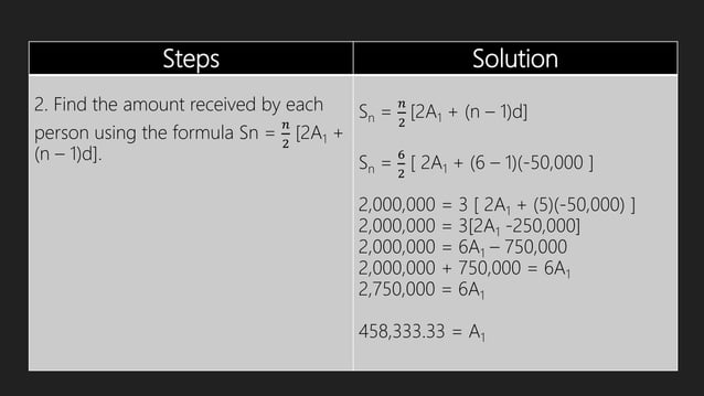 Problem solving involving arithmetic sequences and series | PPTX