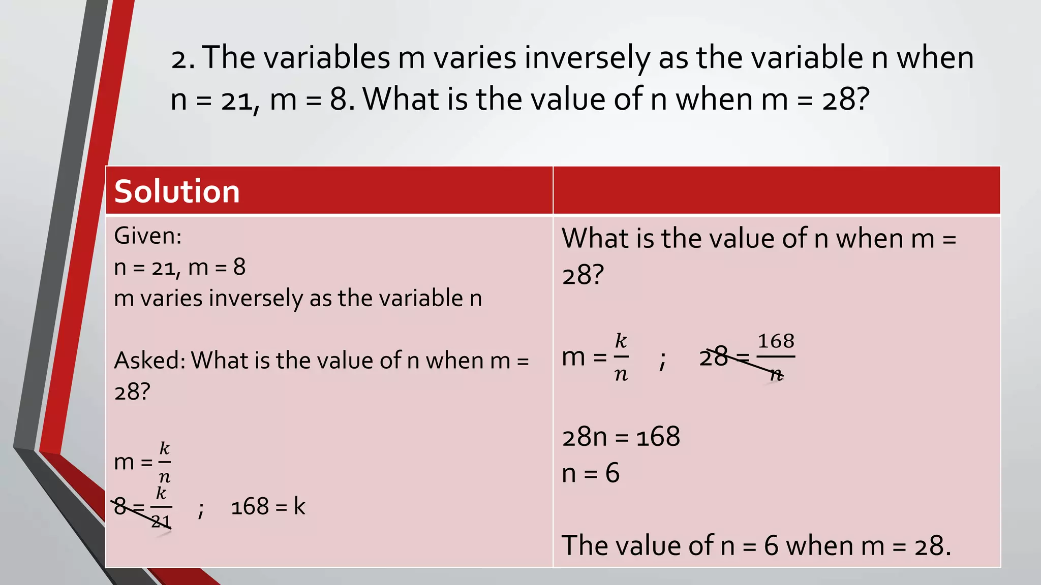 Problem Solving Involving Direct And Inverse Variation Pptx Physics Science