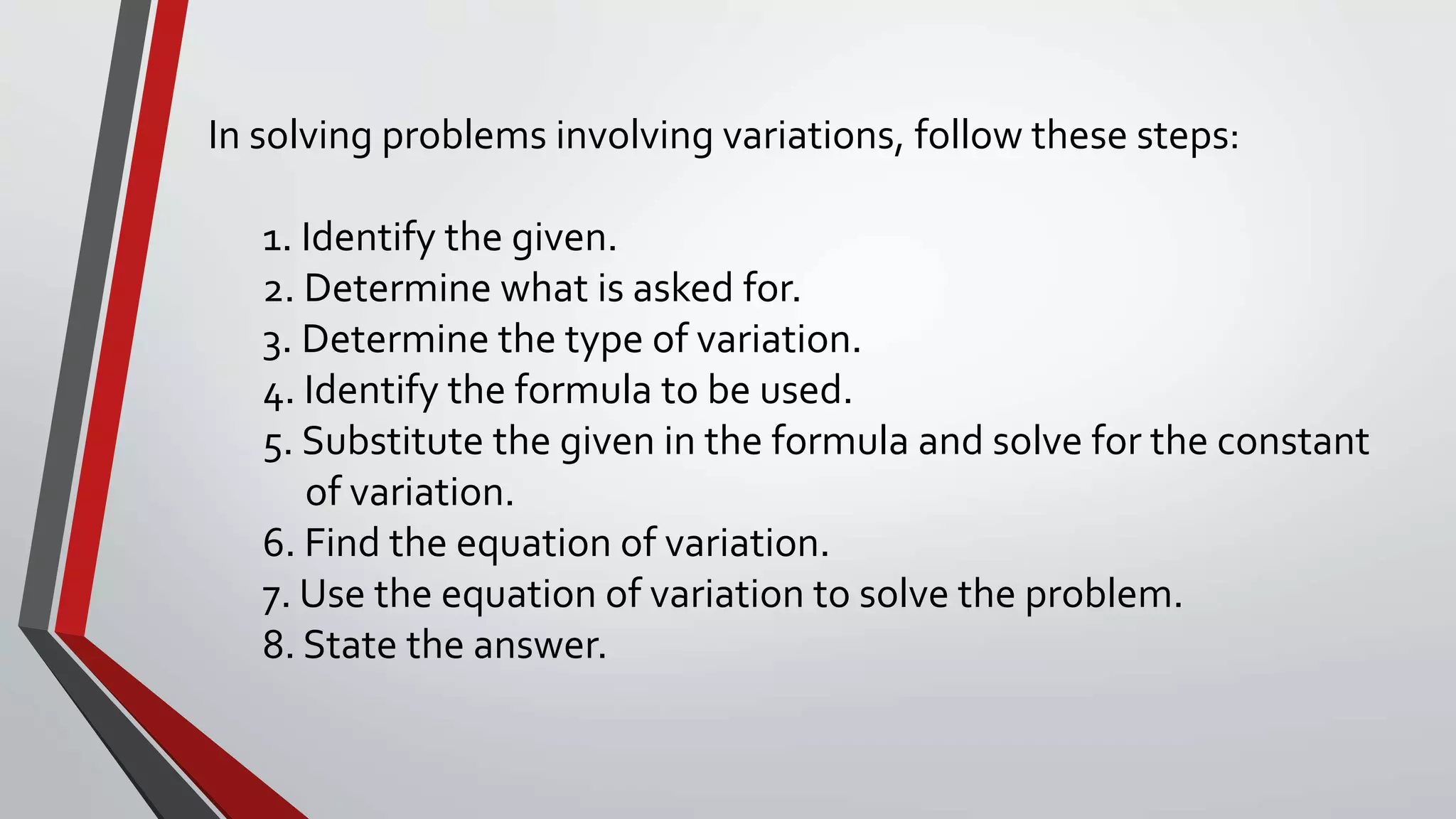 Problem solving involving direct and inverse variation | PPTX