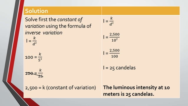 Problem Solving Involving Direct And Inverse Variation Pptx Physics