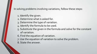 Problem solving involving direct and inverse variation | PPTX