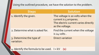 Problem solving involving direct and inverse variation | PPTX