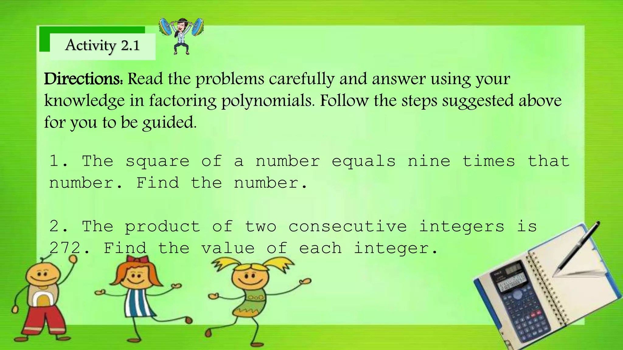 Problem Solving Involving Factoring | PPTX