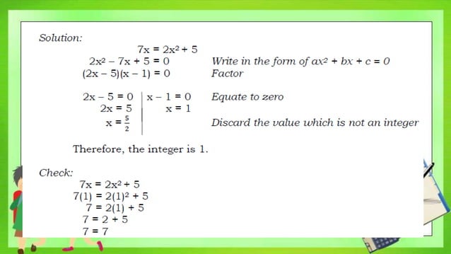Problem Solving Involving Factoring | PPTX
