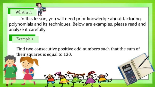 Problem Solving Involving Factoring | PPTX