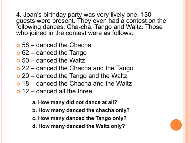 Problem solving involving sets | PPTX