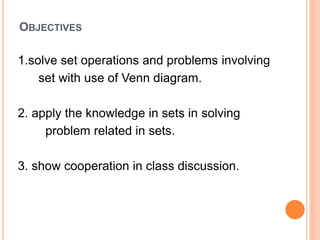Problem solving involving sets | PPTX