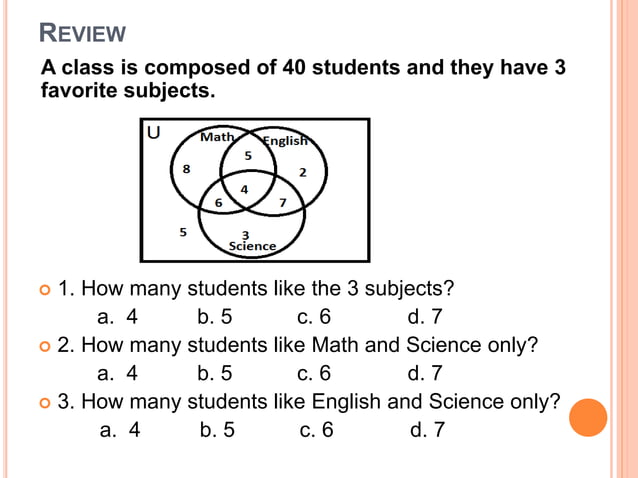 Problem solving involving sets | PPTX