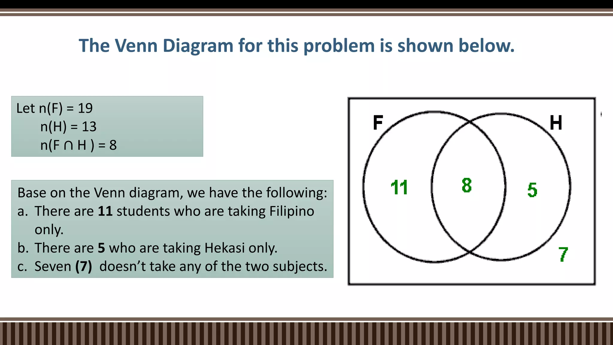 Problem solving involving sets | PPT
