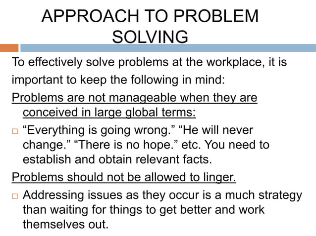 Problem solving in work place | PPTX | Career Advice | Careers