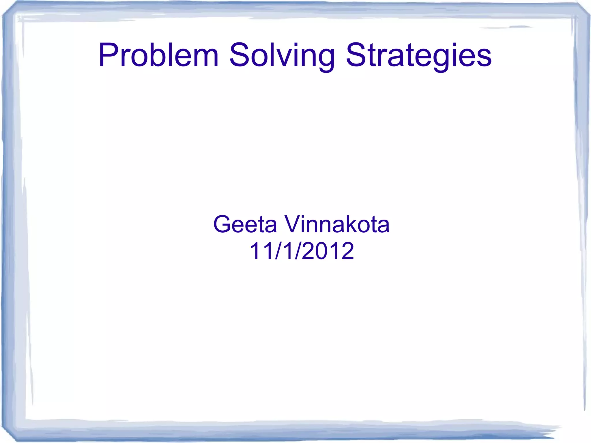 Problem solving strategies | PPT