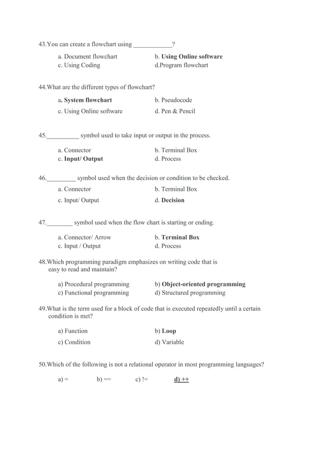 Problem Solving Techniques Multiple Choice Question | PDF | Programming Languages | Computing