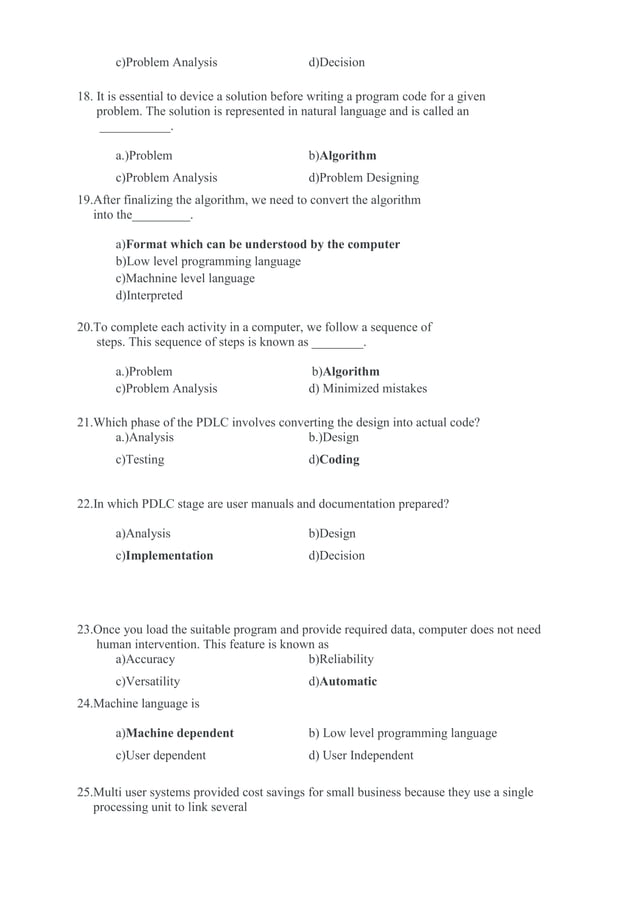 Problem Solving Techniques Multiple Choice Question | PDF | Programming Languages | Computing
