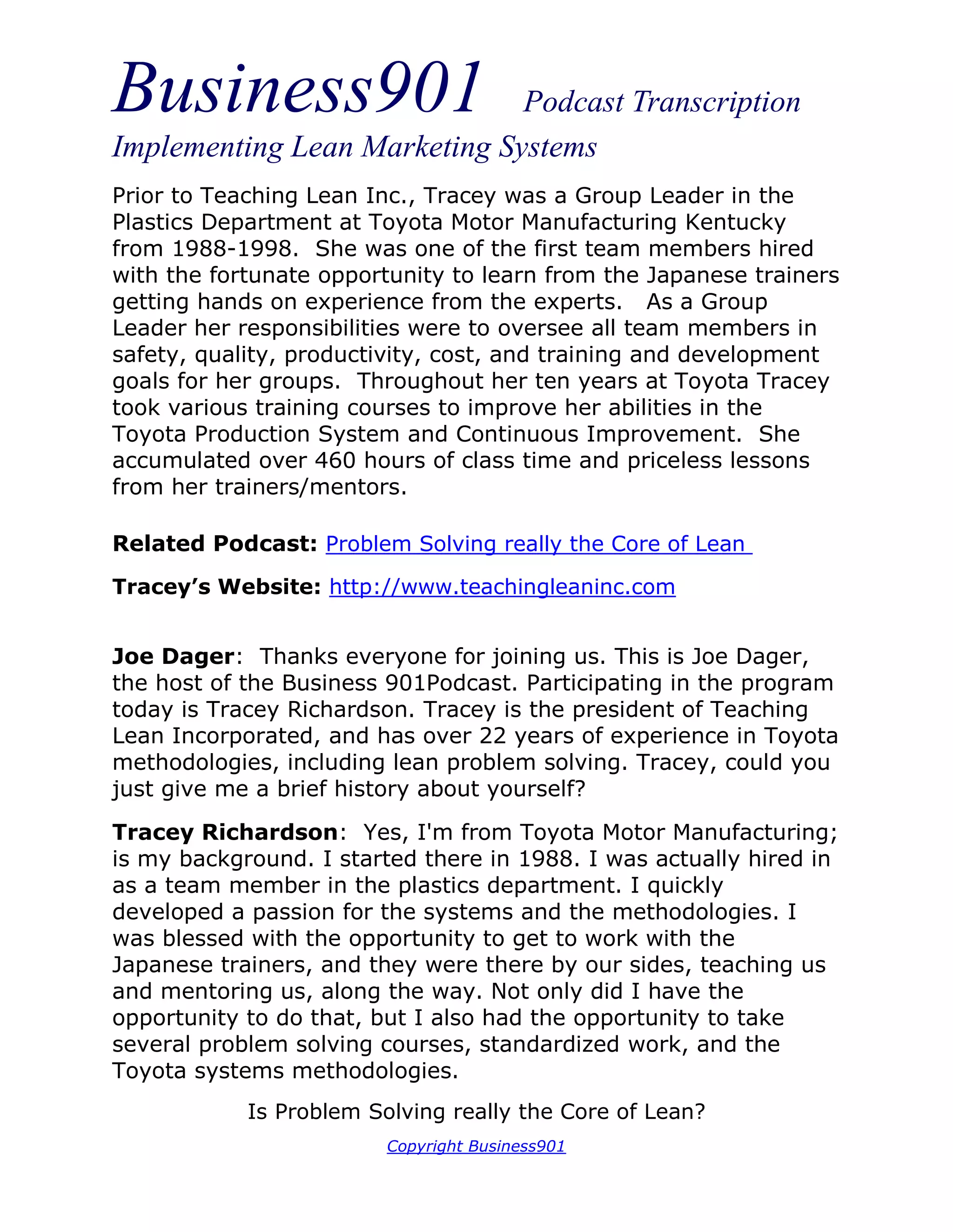 Problem solving, the core of lean implementation | PDF