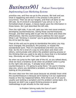 Problem solving, the core of lean implementation | PDF