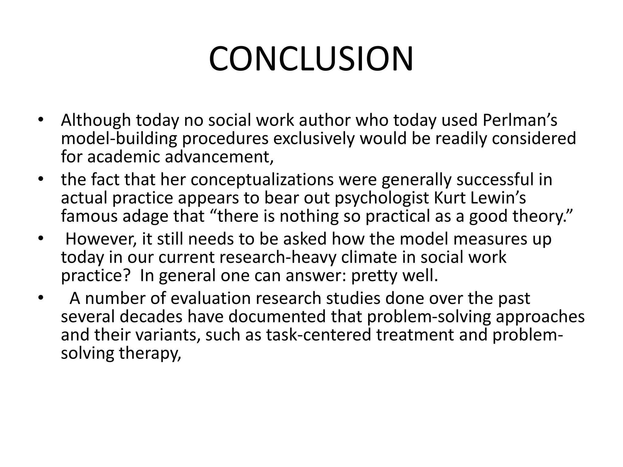 Problem solving theory by helen harris perlman | PPTX