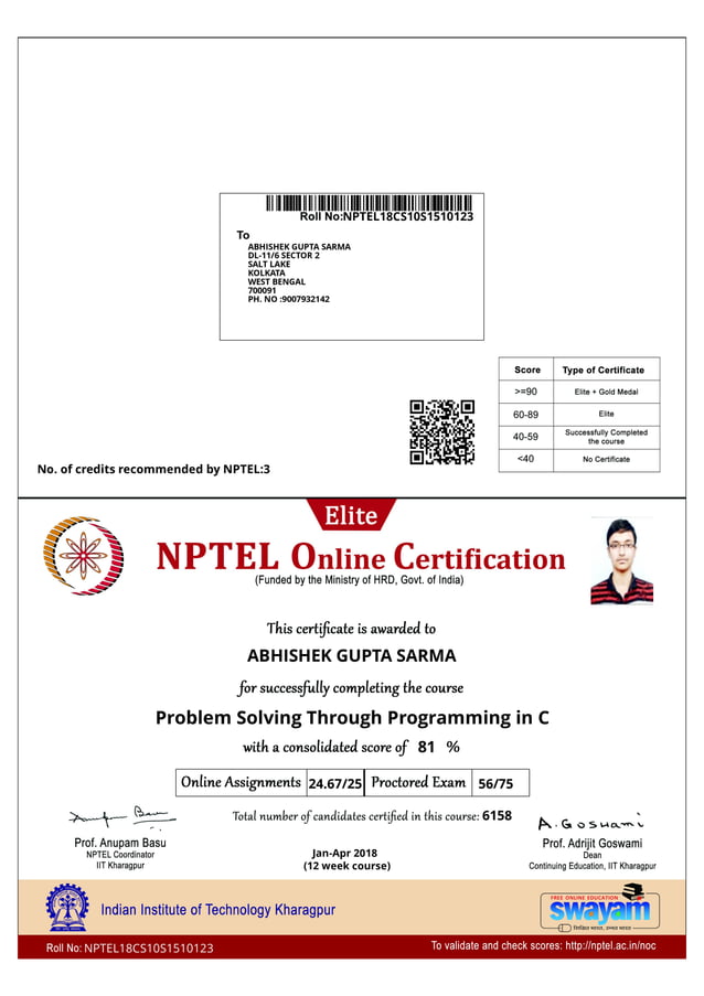 NPTEL - Problem solving through programming in C by IIT Kharagpur | PDF