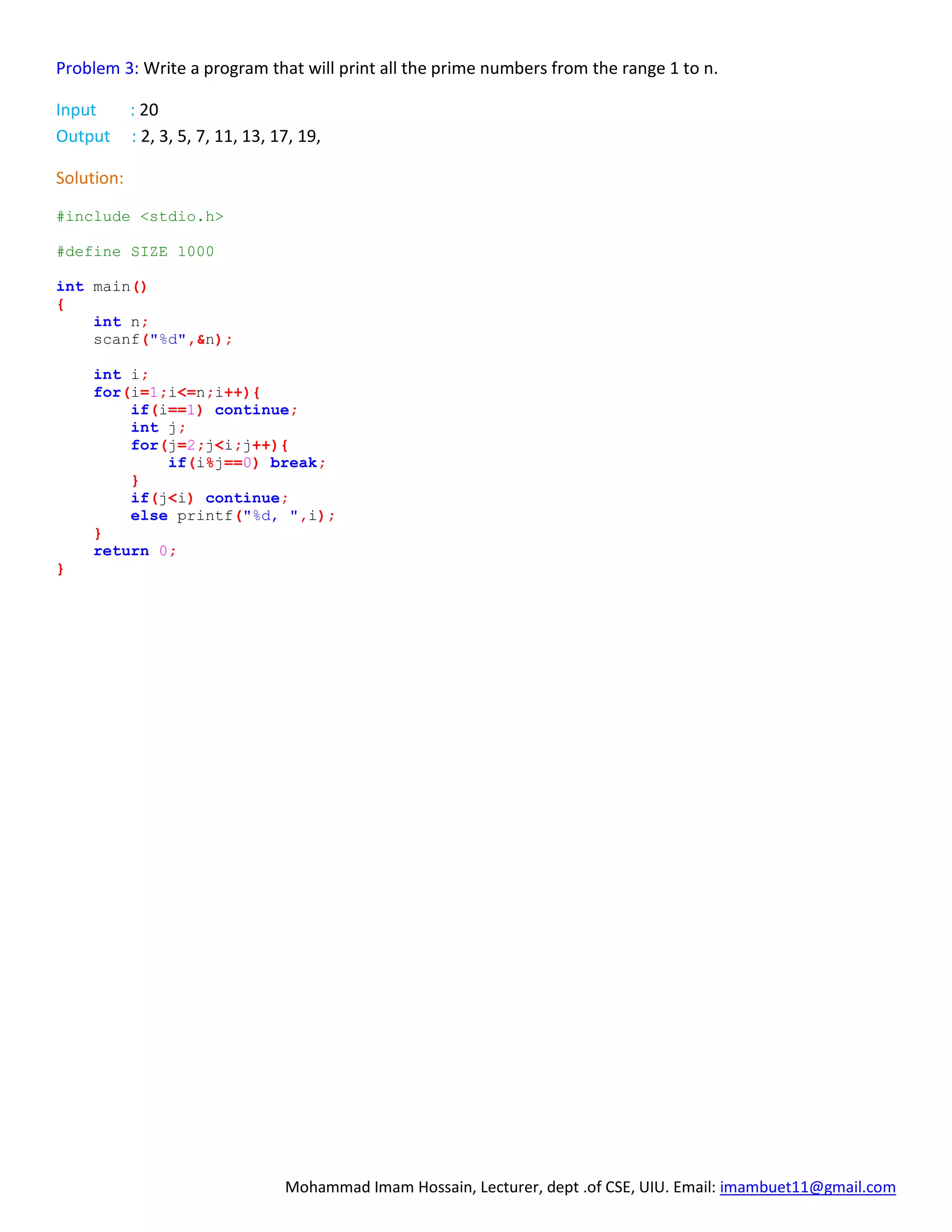 Spl 111 Problems On Loop Nested Loop Pdf Free Download