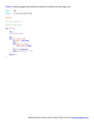 SPL 11.1 | Problems on Loop , Nested Loop | PDF | Free Download