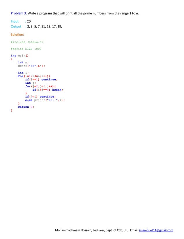 Spl 111 Problems On Loop Nested Loop Pdf Free Download