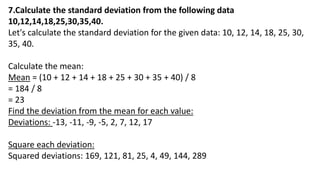 Problems on Mean,Mode,Median Standard Deviation | PPTX