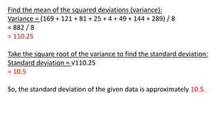 Problems on Mean,Mode,Median Standard Deviation | PPTX