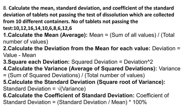 Problems on Mean,Mode,Median Standard Deviation | PPTX | Business ...