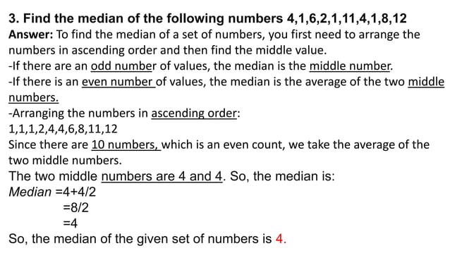 Problems on Mean,Mode,Median Standard Deviation | PPTX | Business ...
