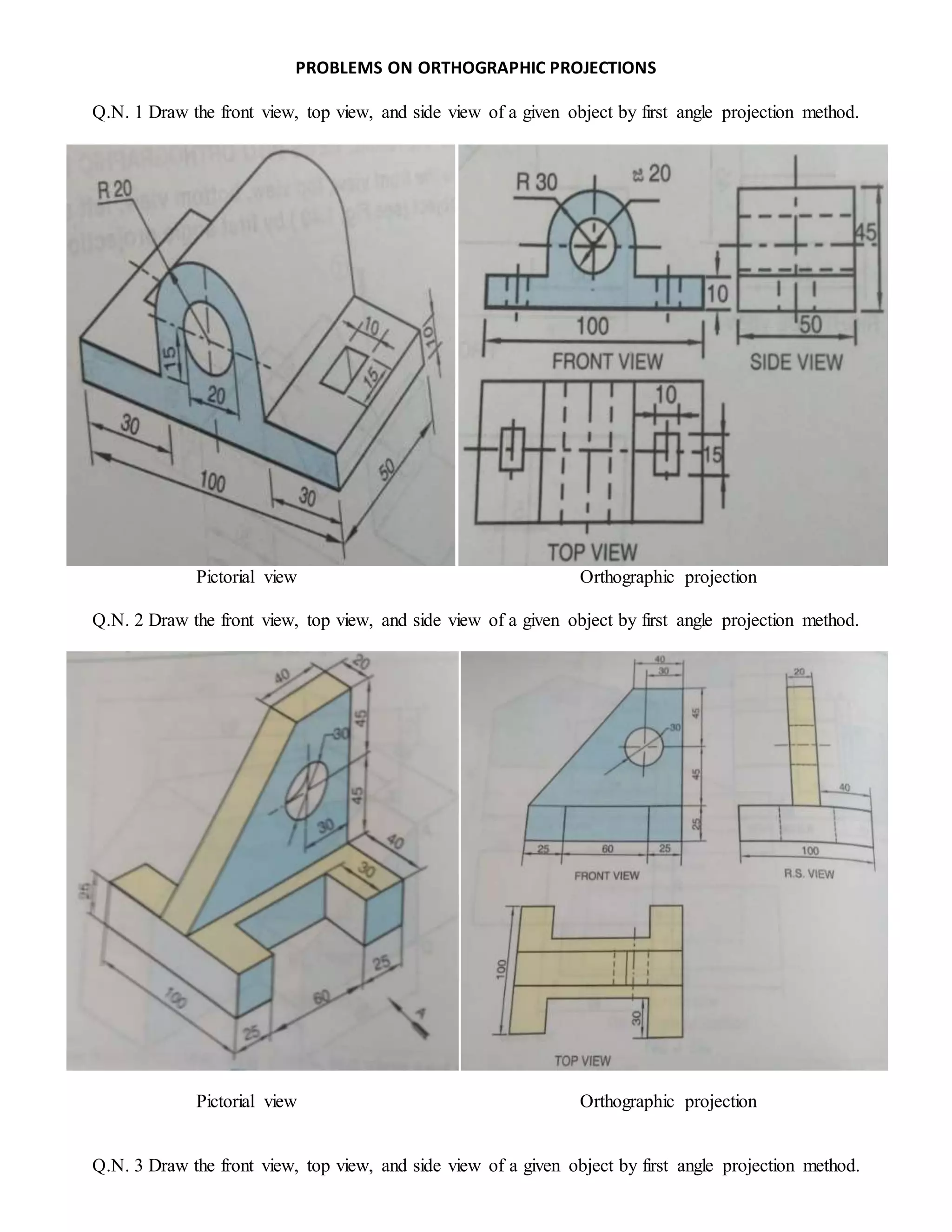 Problems on orthographic projections | DOCX