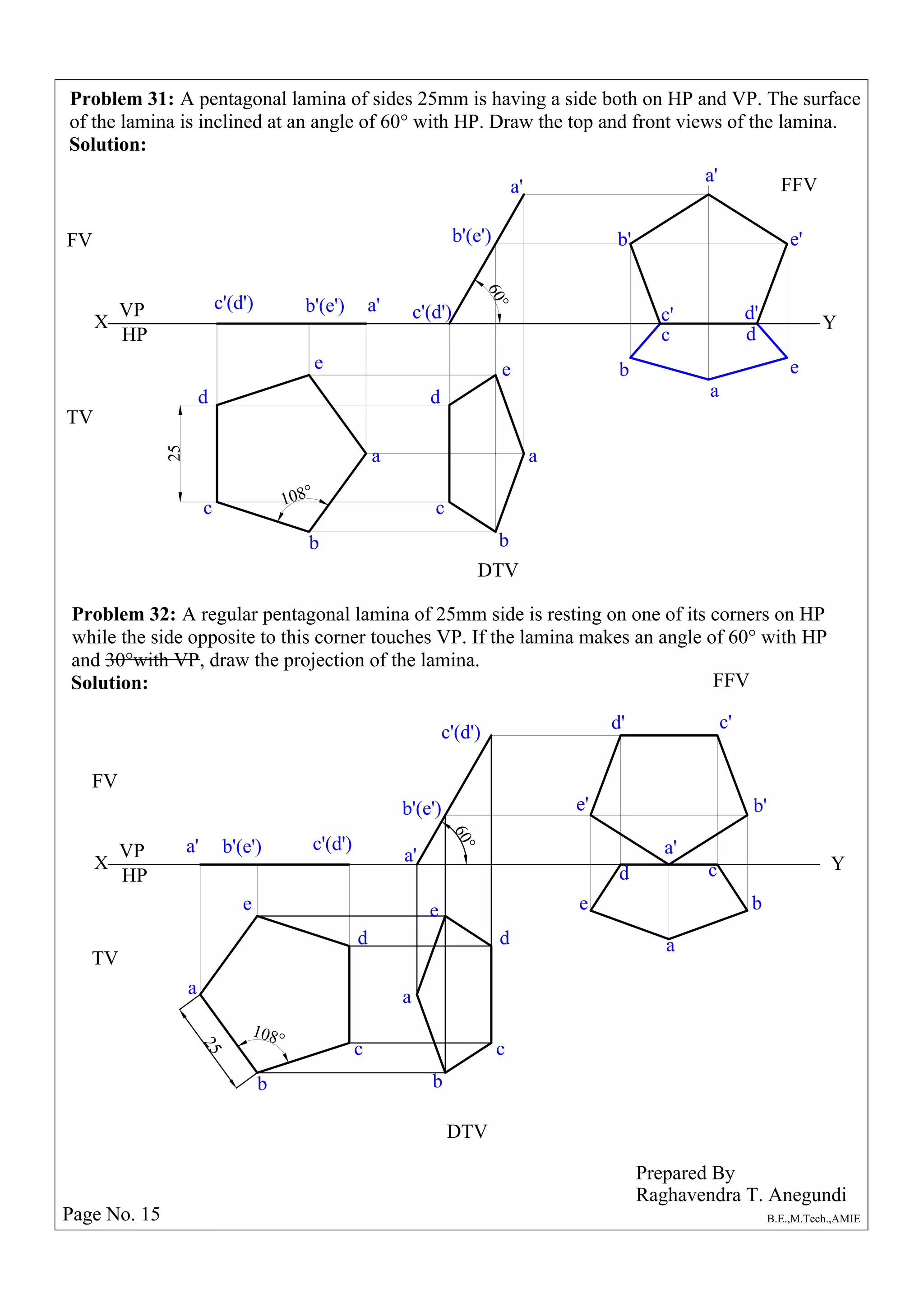 Engineering Graphics_Problems on Plane Surface | PDF