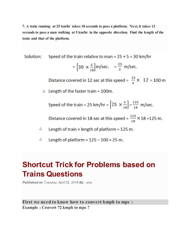 Problems on trains | PDF | Free Download
