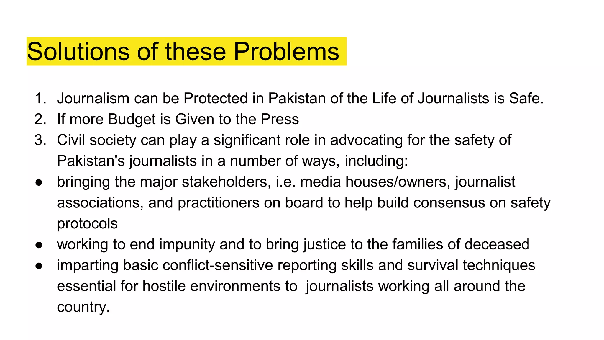 NWR: Problems & solutions of journalism in Pakistan: Student ...
