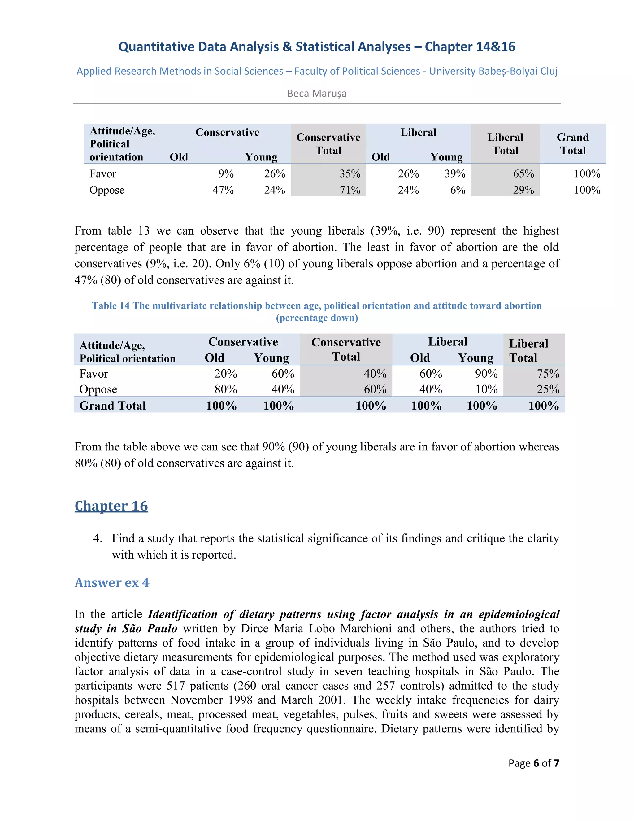 Exercises statistics | PDF | Elections | Politics