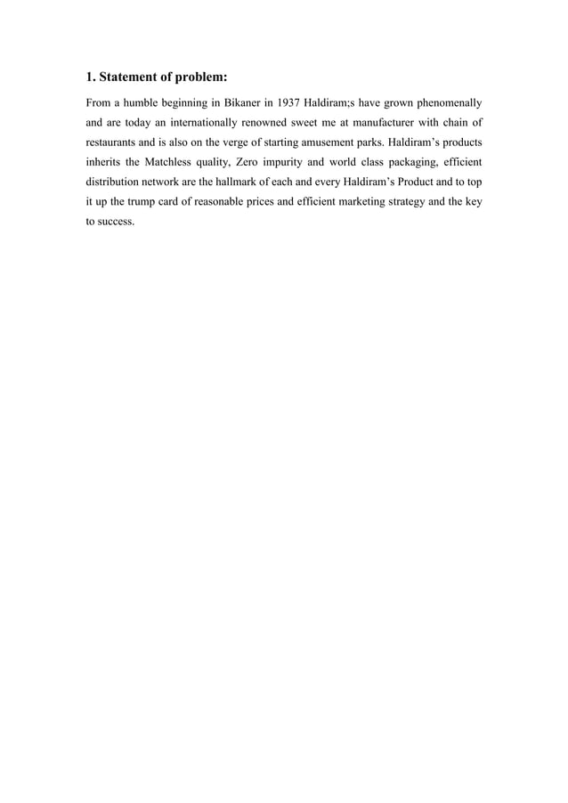 Problem statement | DOCX | Food & Drink