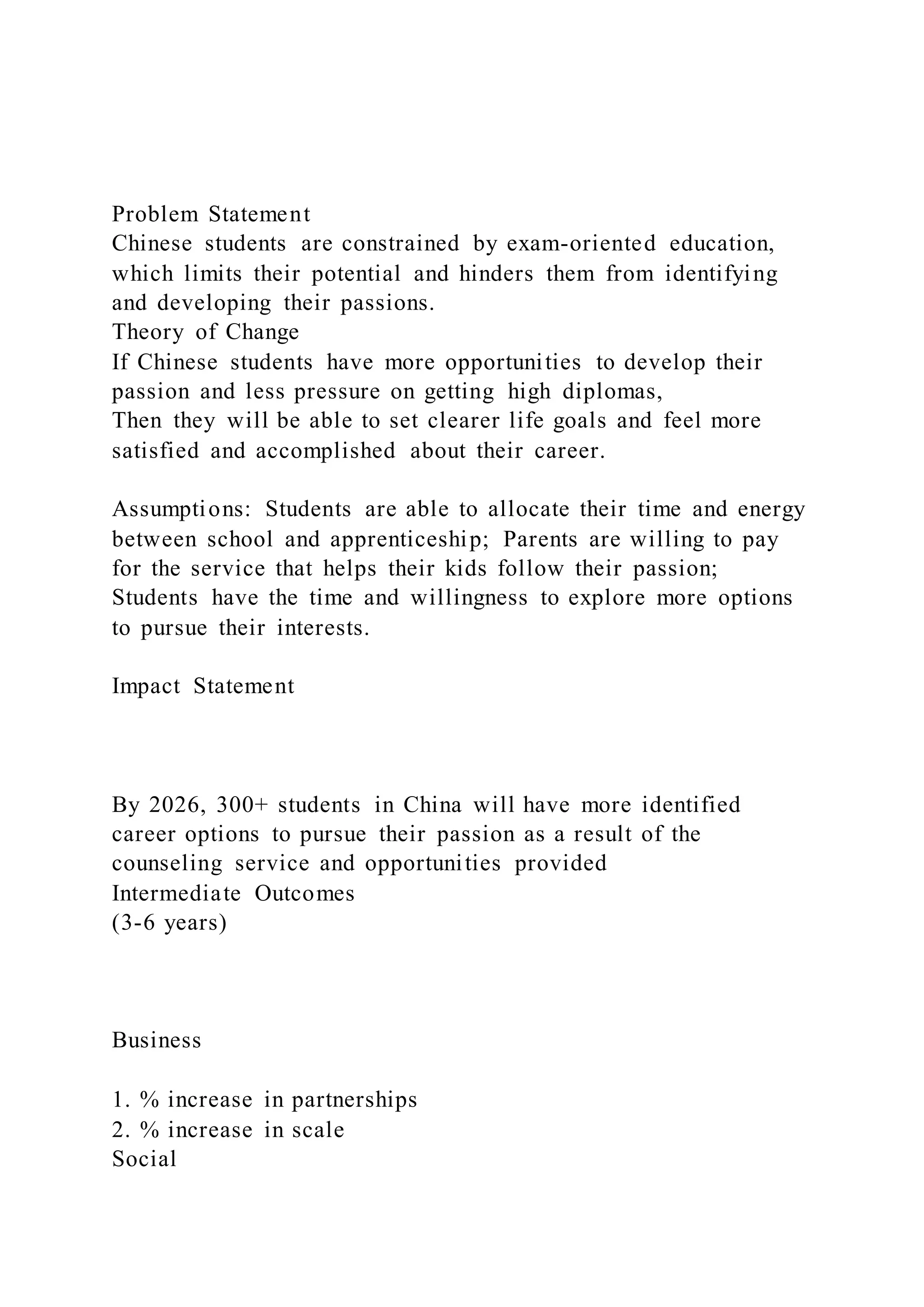 Problem statement chinese students are constrained by exam orie | DOCX | Business Operations ...