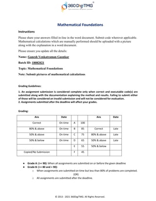 Problem statement mathematical foundations | PDF
