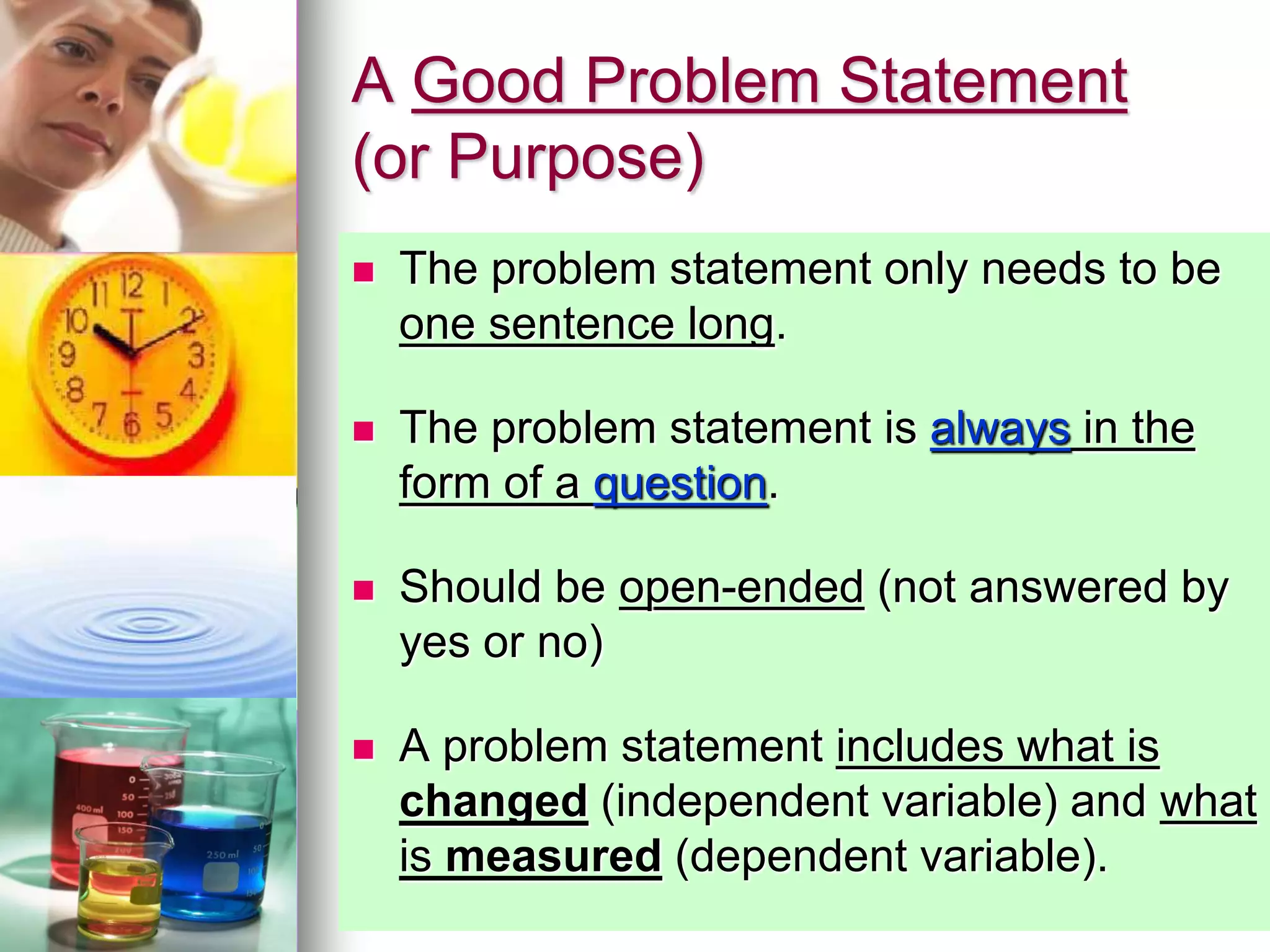 Writing a Good Purpose Statement (Problem Statement) | PPT