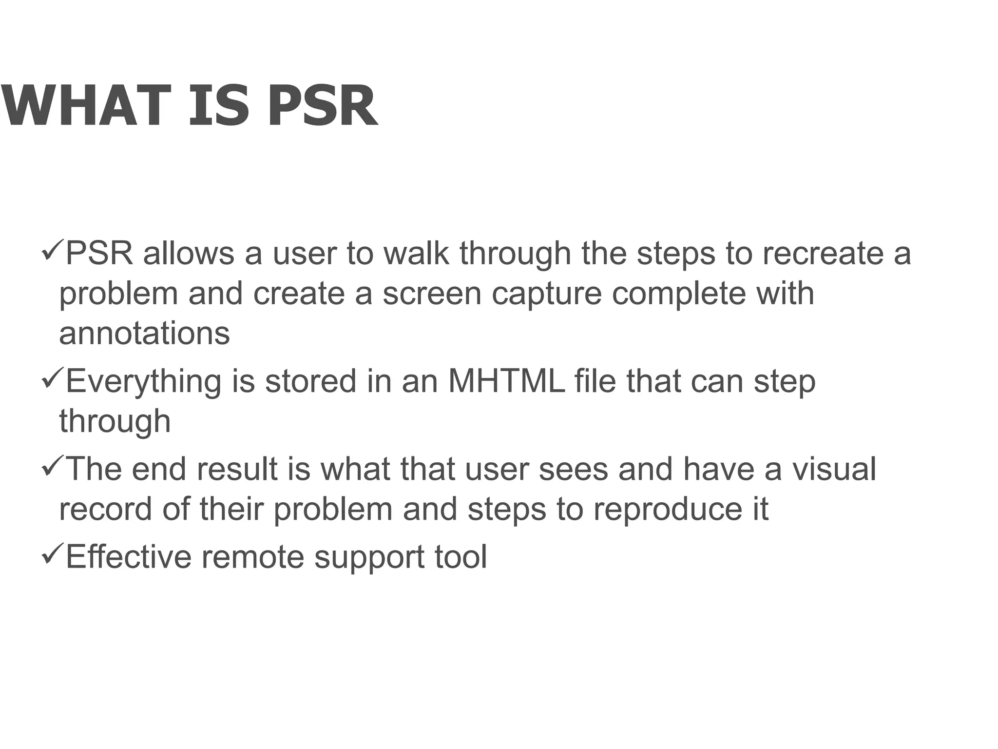 Problem Step Recorder | PPTX