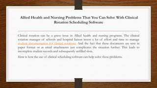 Problems that you can solve with clinical rotation scheduling software ...