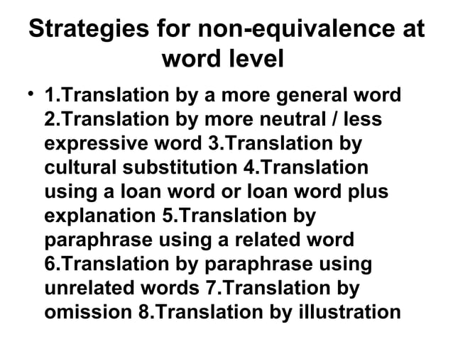 Problems with non equivalence at word level | PPT