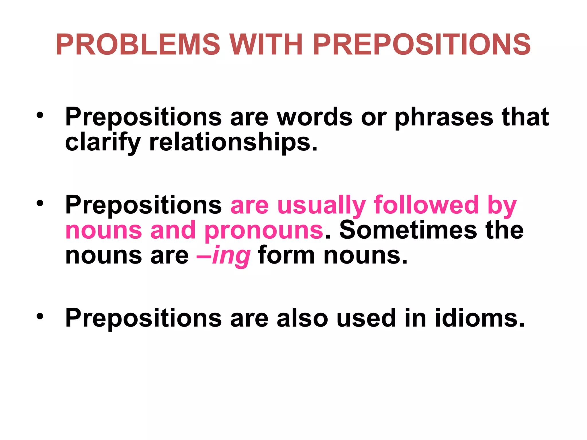 Problems with prepositions | PPT