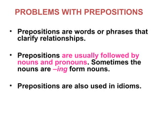 Problems with prepositions | PPT
