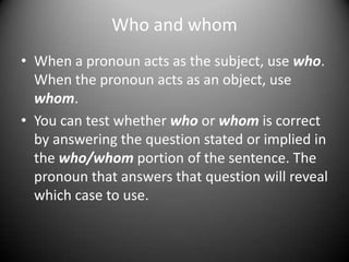 Problems with pronoun use | PPT