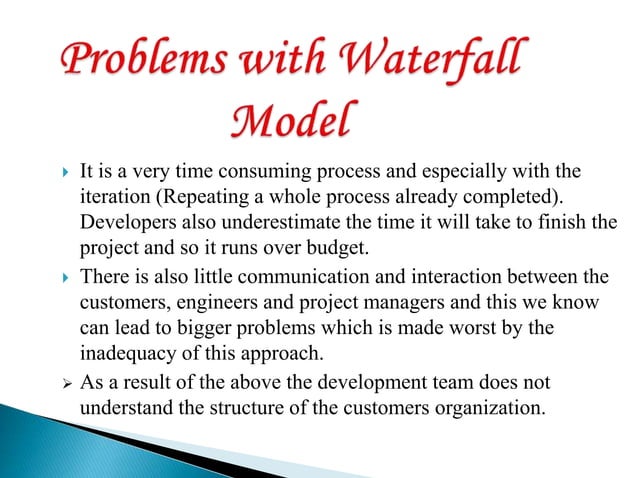 Problems with water fall model ppt | PPT
