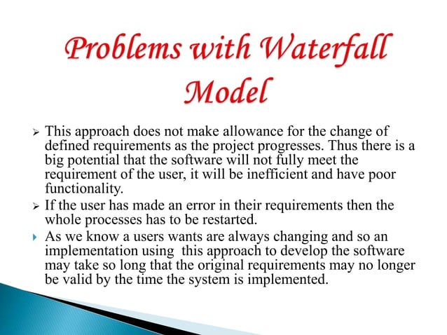 Problems with water fall model ppt | PPT