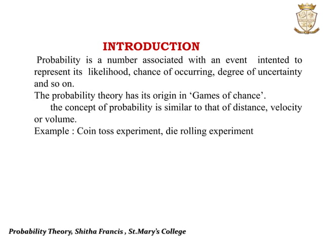 Statistics:Probability Theory | PPTX